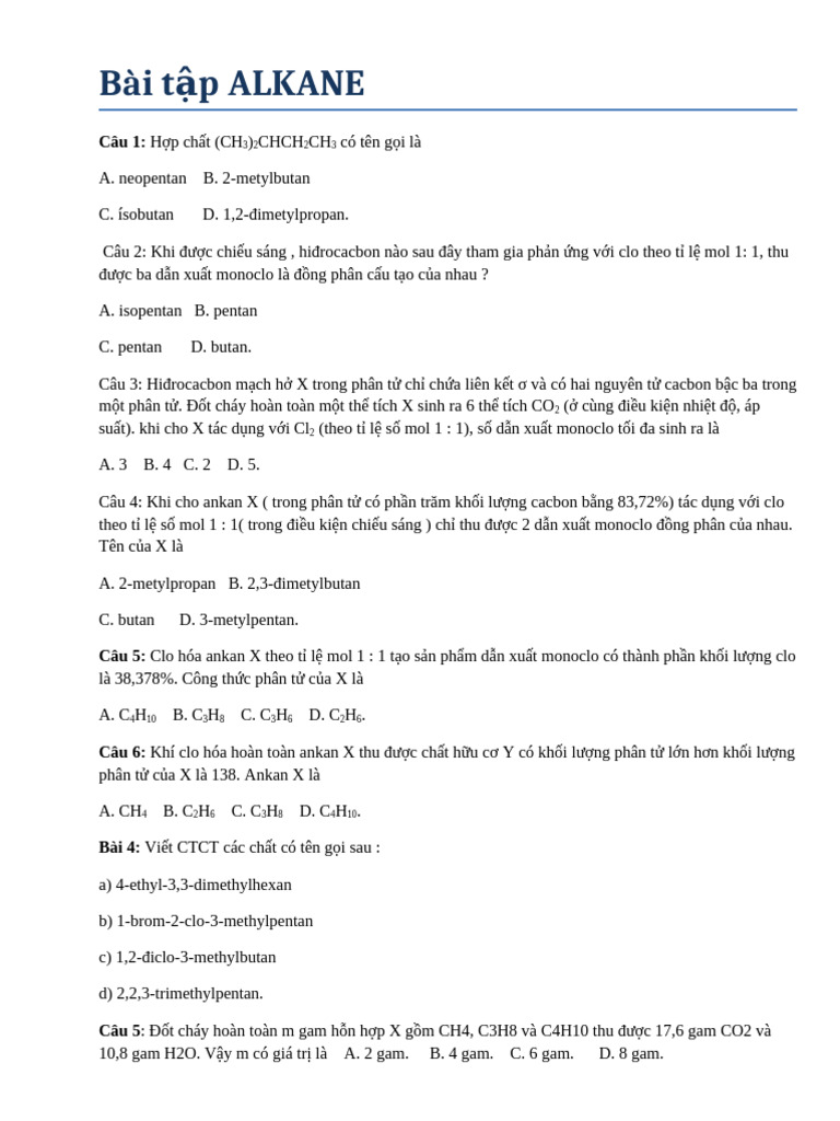 BÀI TẬP ANKANE | PDF