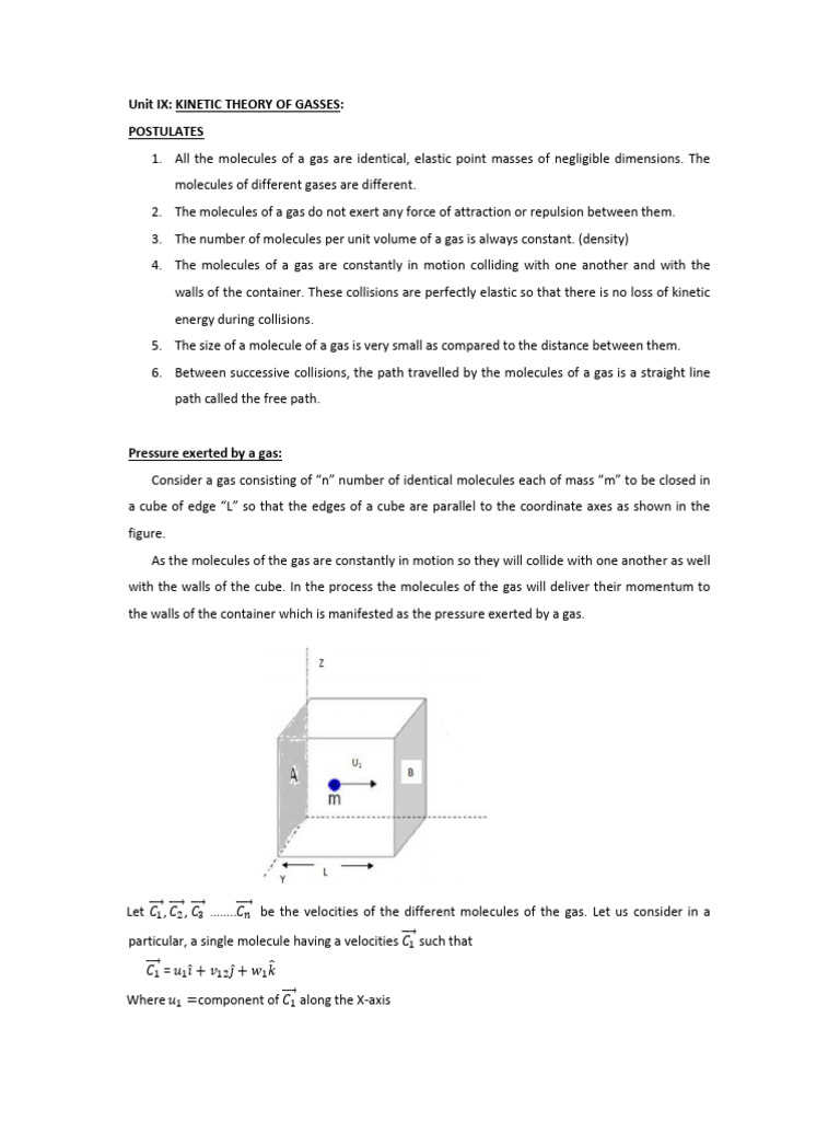 Kinetic Theory of Gases Explained | PDF | Gases | Diatomic Molecule