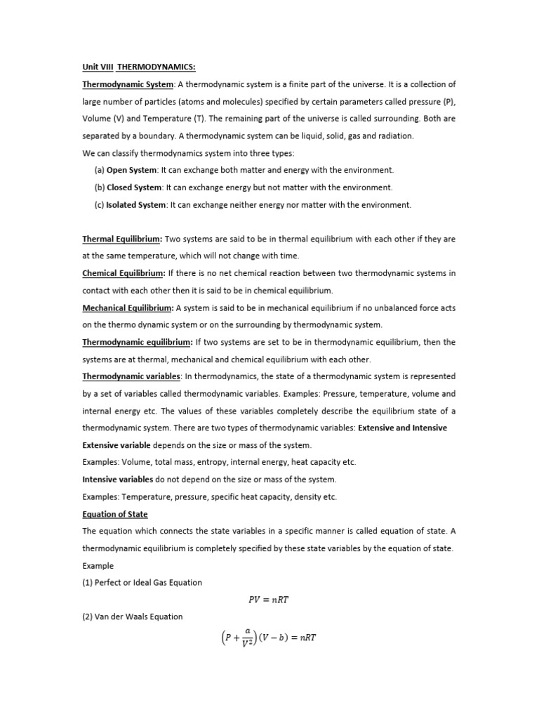 Understanding Thermodynamic Systems | PDF | Thermodynamic Equilibrium ...