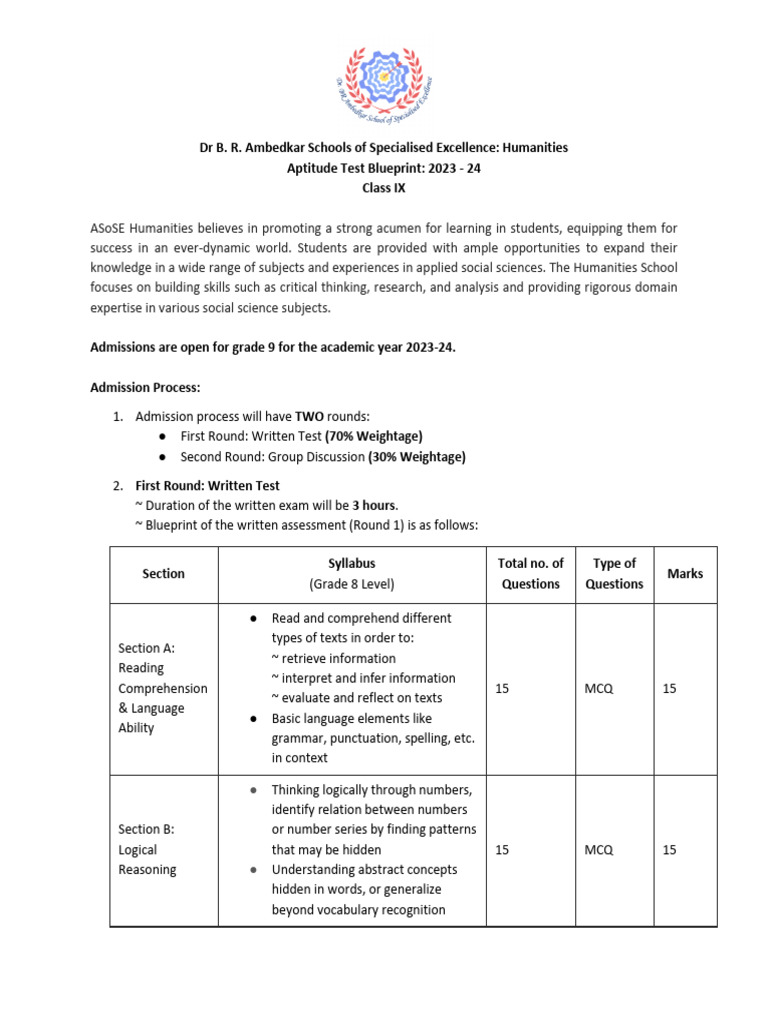 ASoSE Aptitude Test Humanities.653beb384b40c3eea23d | PDF | Cognition ...