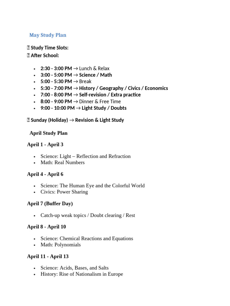 ? My Study Plan | PDF | Mathematics | Science