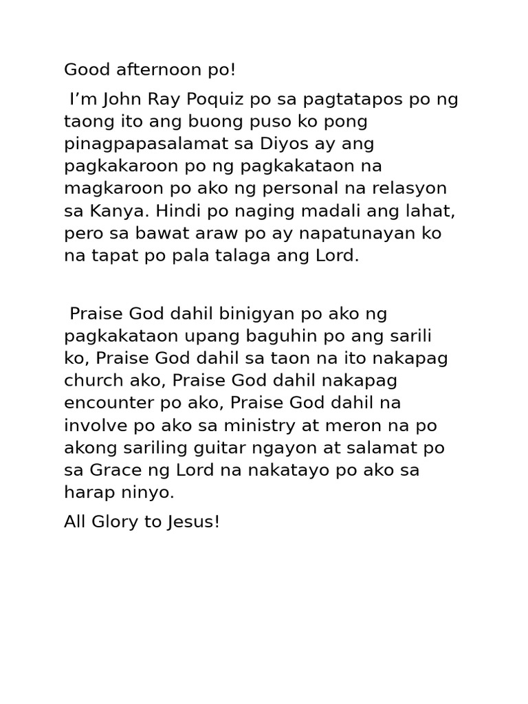 Praise Report of Ray | PDF