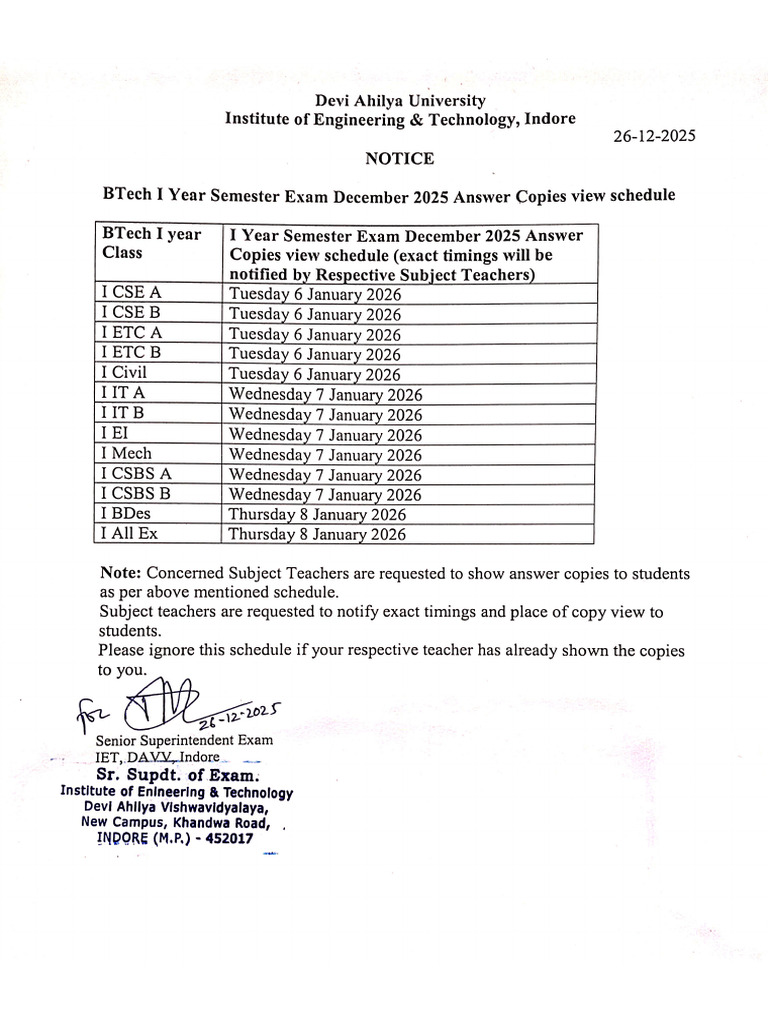 I Year Exam Copy View Schedule | PDF