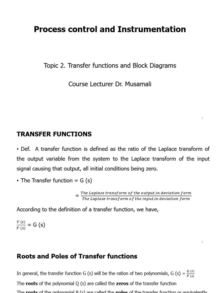 2. Transfer Functions and Block Diagrams | PDF | Function (Mathematics ...