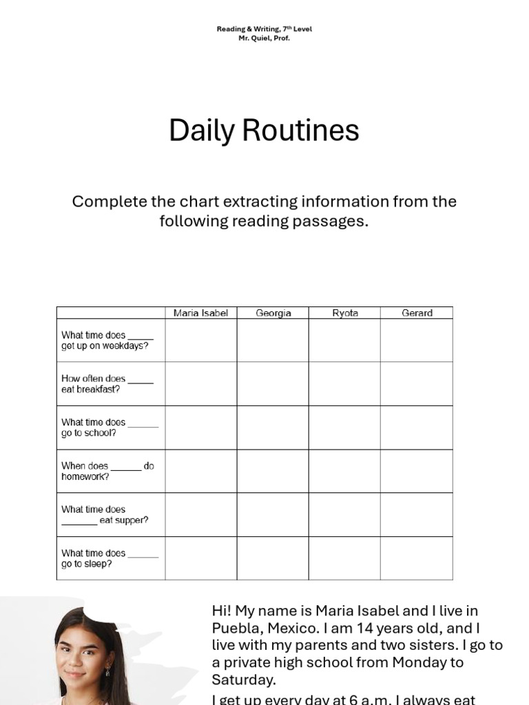 Daily Routines of Students Worldwide | PDF | Workweek And Weekend | Lunch