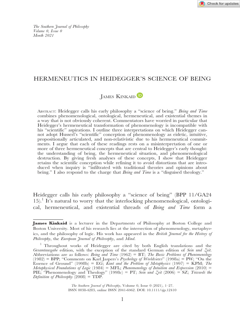 Heidegger's Hermeneutics in Being | PDF | Phenomenology (Philosophy ...