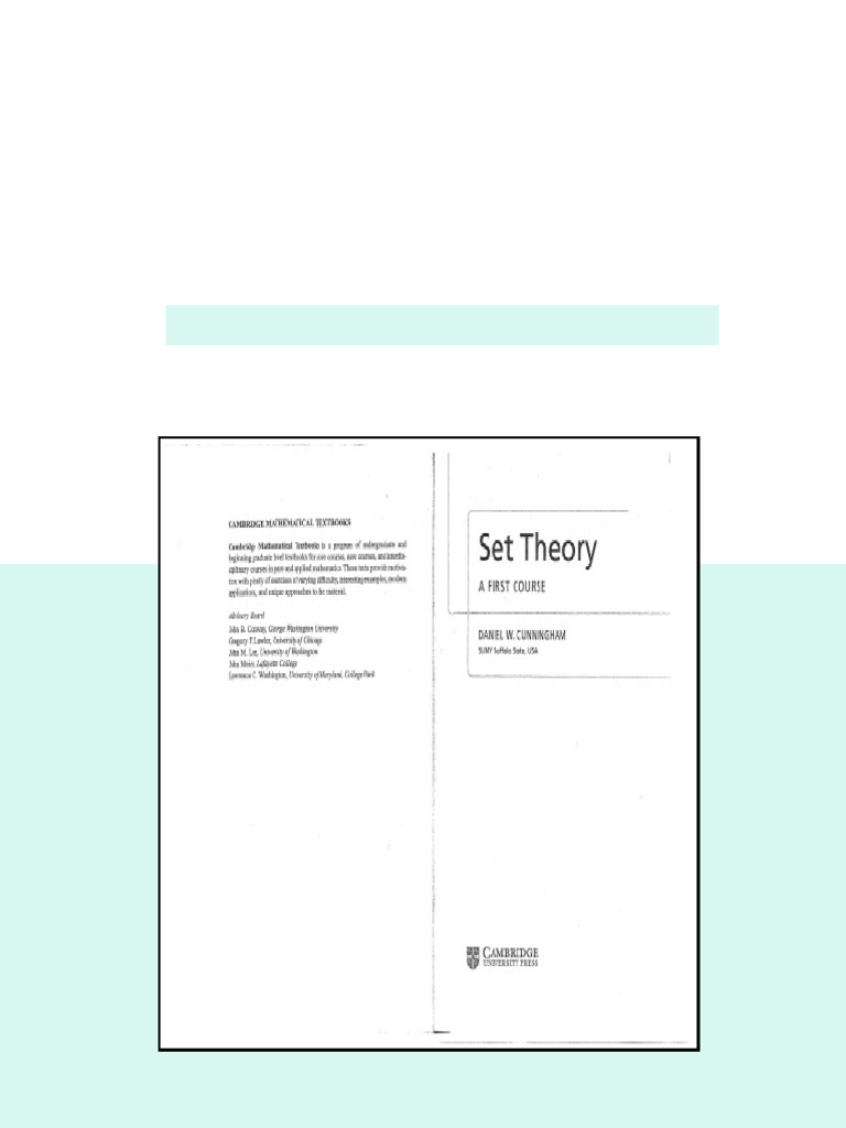 (Ebook) Set Theory. A First Course by Daniel W. Cunningham ISBN ...