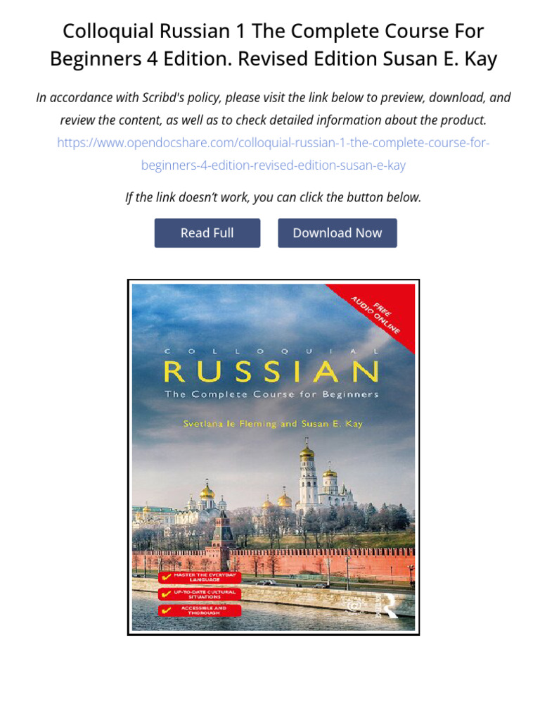 Colloquial Russian 1 The Complete Course For Beginners 4 edition ...
