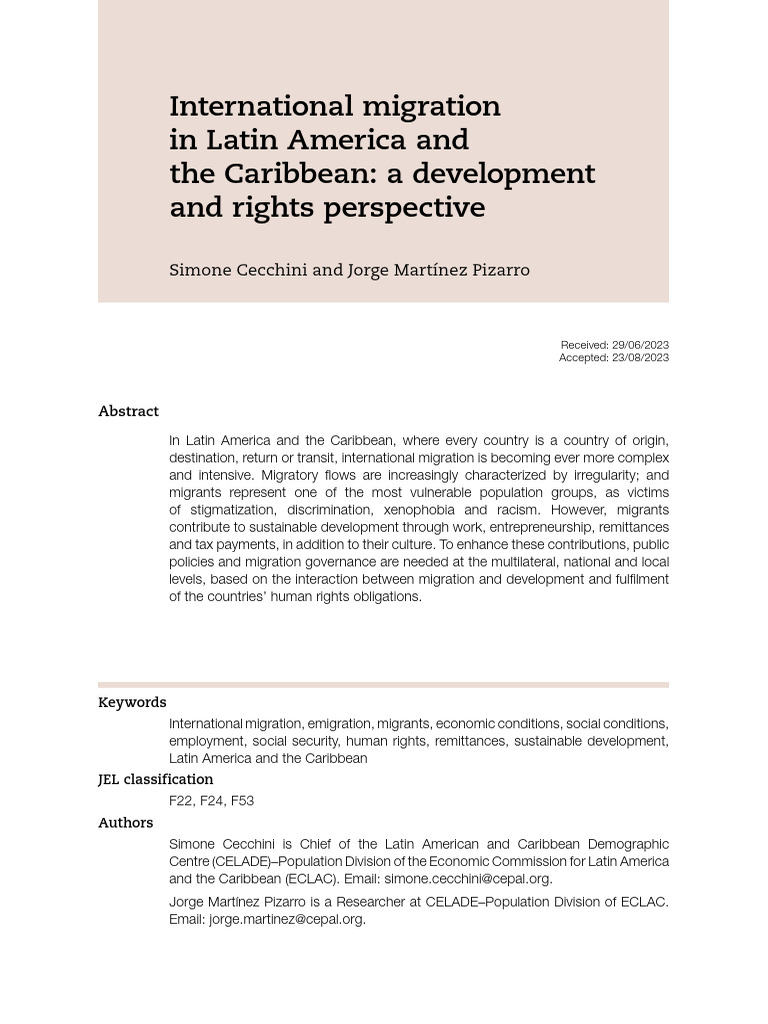 Migration and Development in Latin America | PDF | Human Migration ...