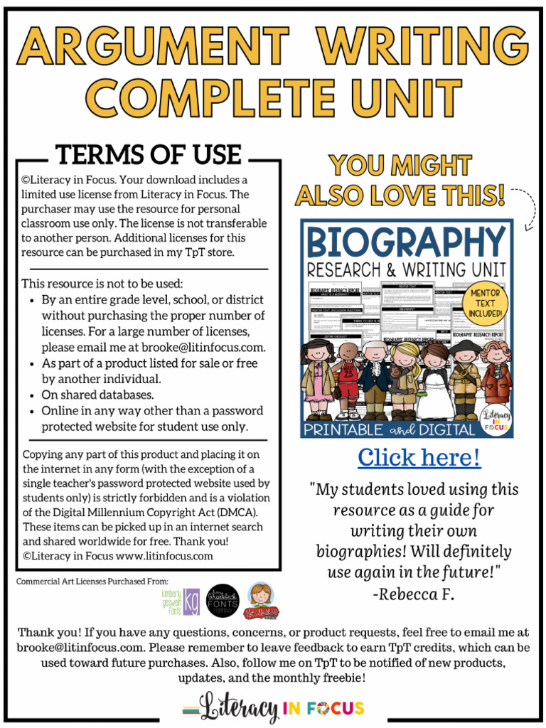 Argument Writing Unit | PDF