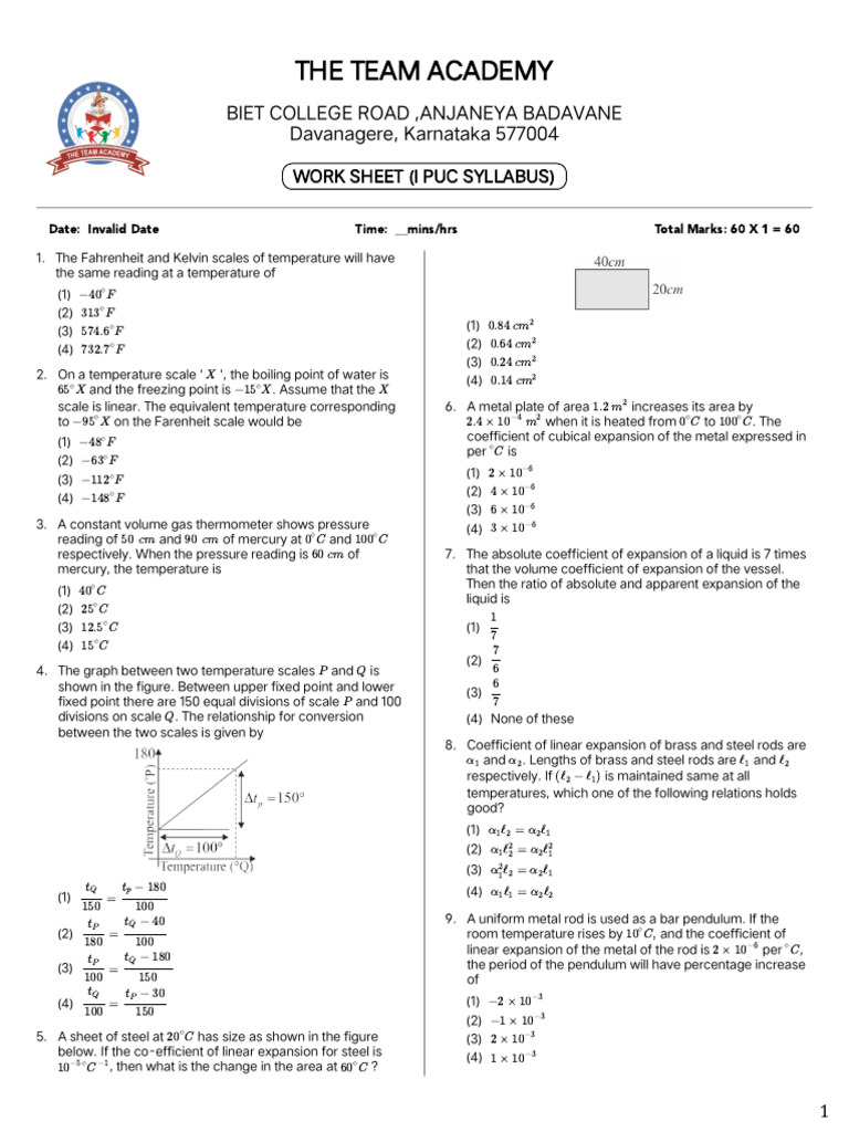 SR NEET Worksheet 22-11-2025 | PDF | Thermal Expansion | Continuum ...