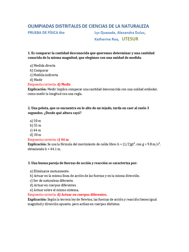 Olimpiadas de Fisica | PDF | Fuerza | Las leyes del movimiento de Newton