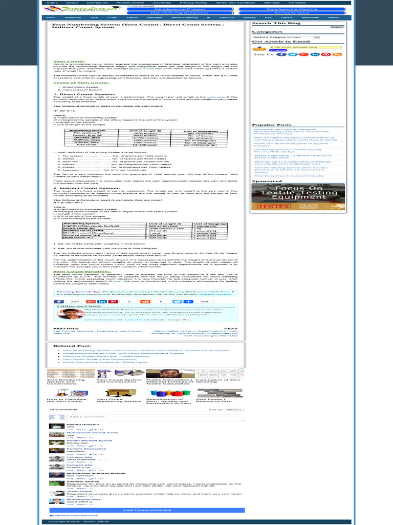 Understanding Yarn Count Systems | PDF | Yarn | Textiles