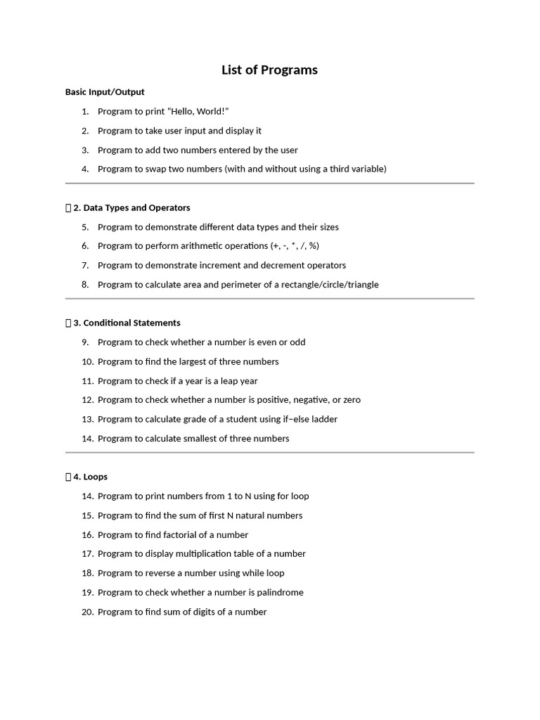 List of Programs | PDF