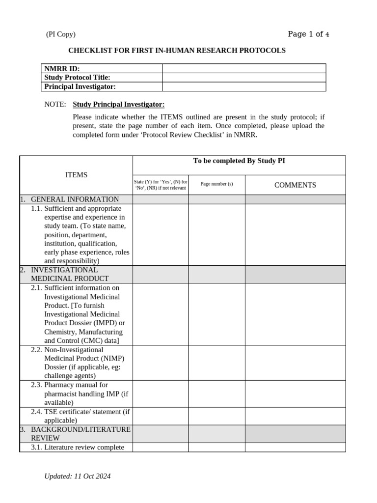 Research_Protocol_Review_Checklist_for_First_In_HumanV3 | PDF | Risk ...