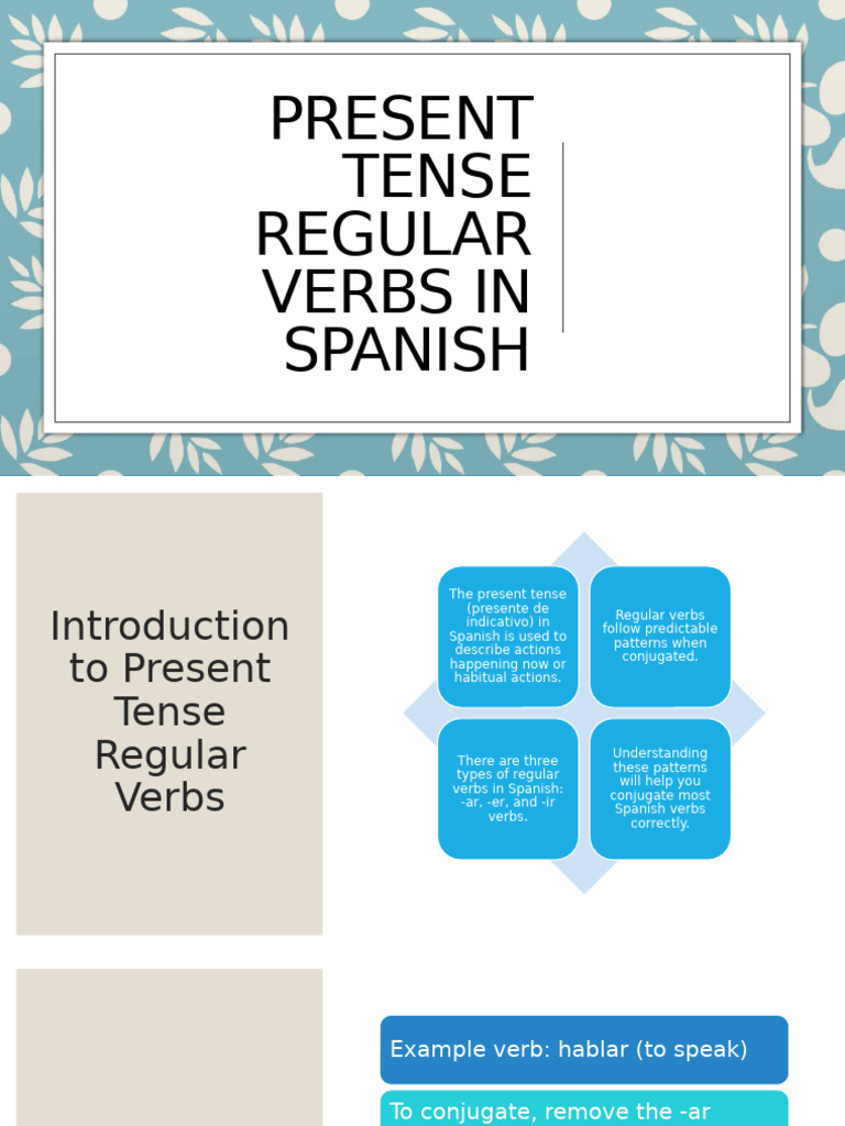 Spanish Present Tense Regular Verbs | PDF | Grammatical Conjugation ...