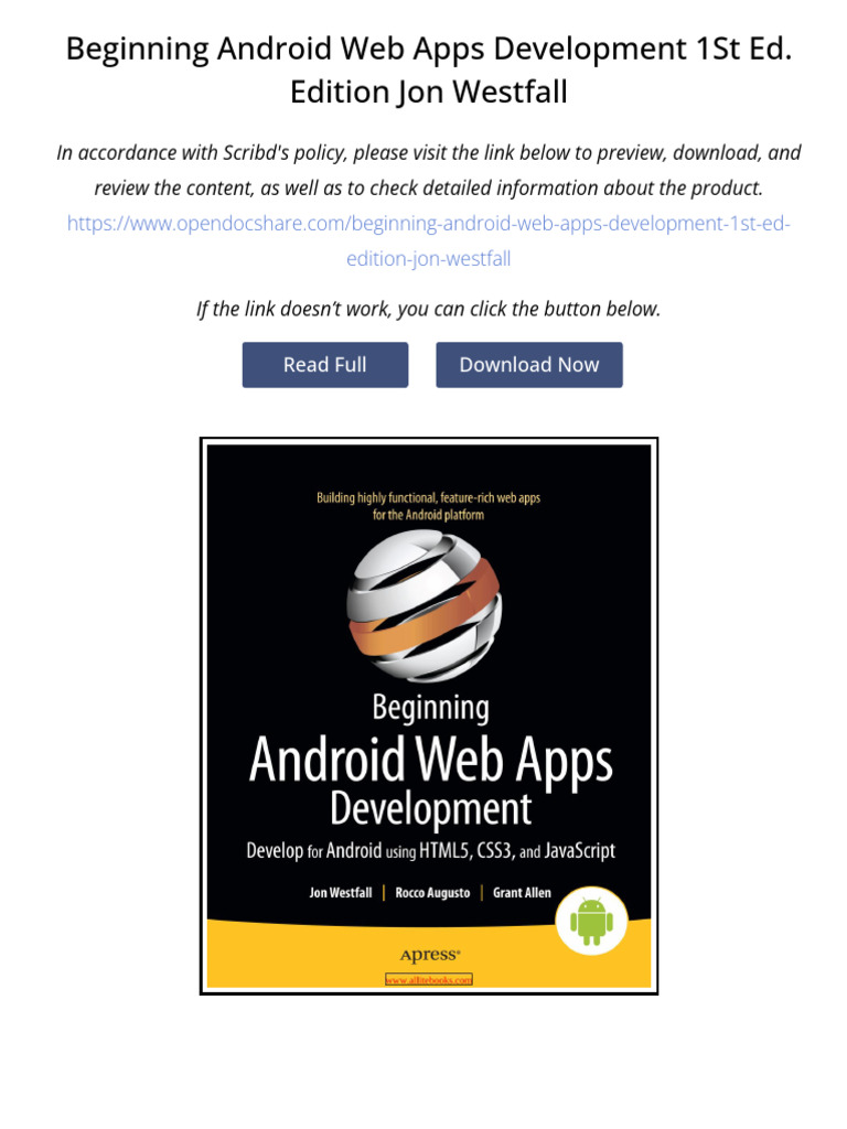 Beginning Android Web Apps Development 1st ed. Edition Jon Westfall pdf ...