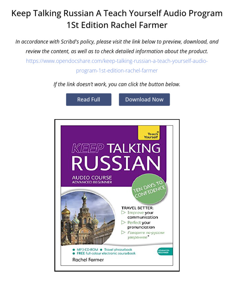 Keep Talking Russian A Teach Yourself Audio Program 1st Edition Rachel ...