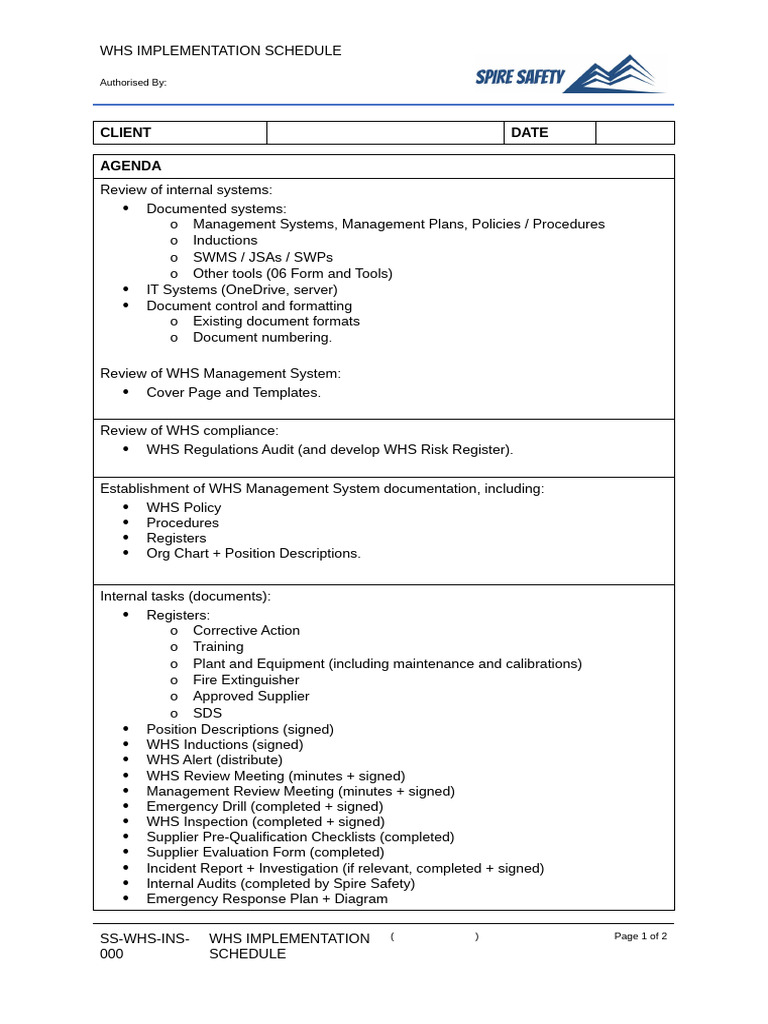 WHS Implementation Schedule Overview | PDF | Safety | Occupational ...