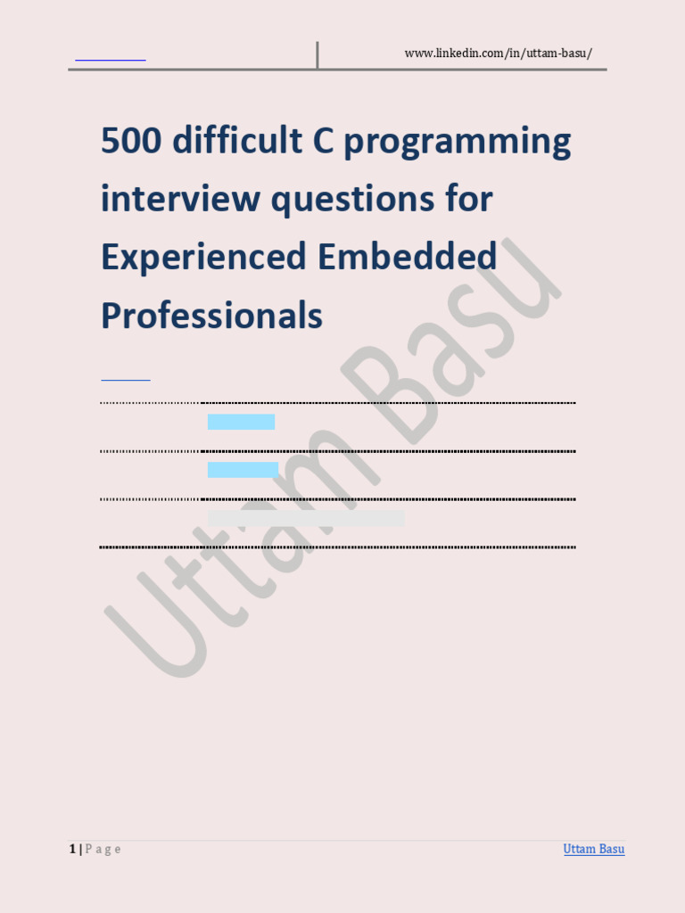 500 Advanced C Programming Interview Questions | PDF | Thread ...