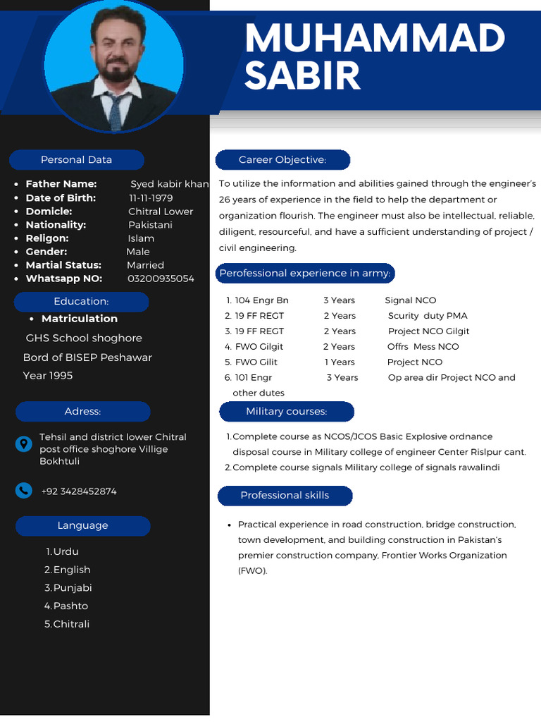 Muhammad Sabir's Professional Profile | PDF