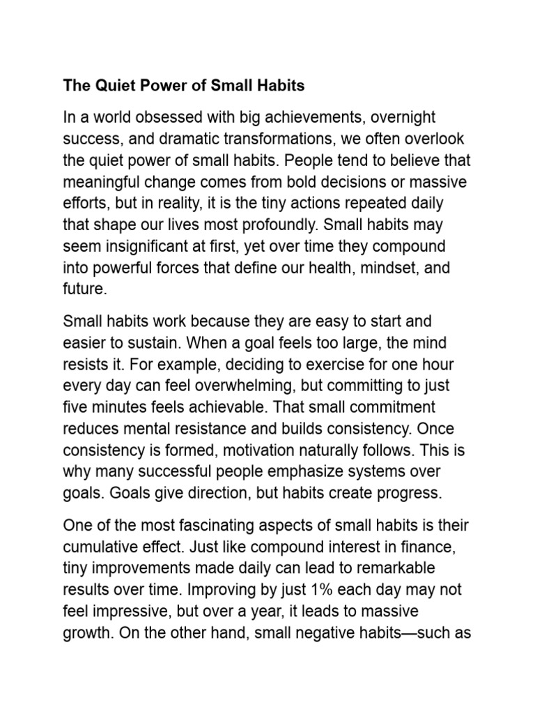 The Impact of Small Daily Habits | PDF | Habits | Goal