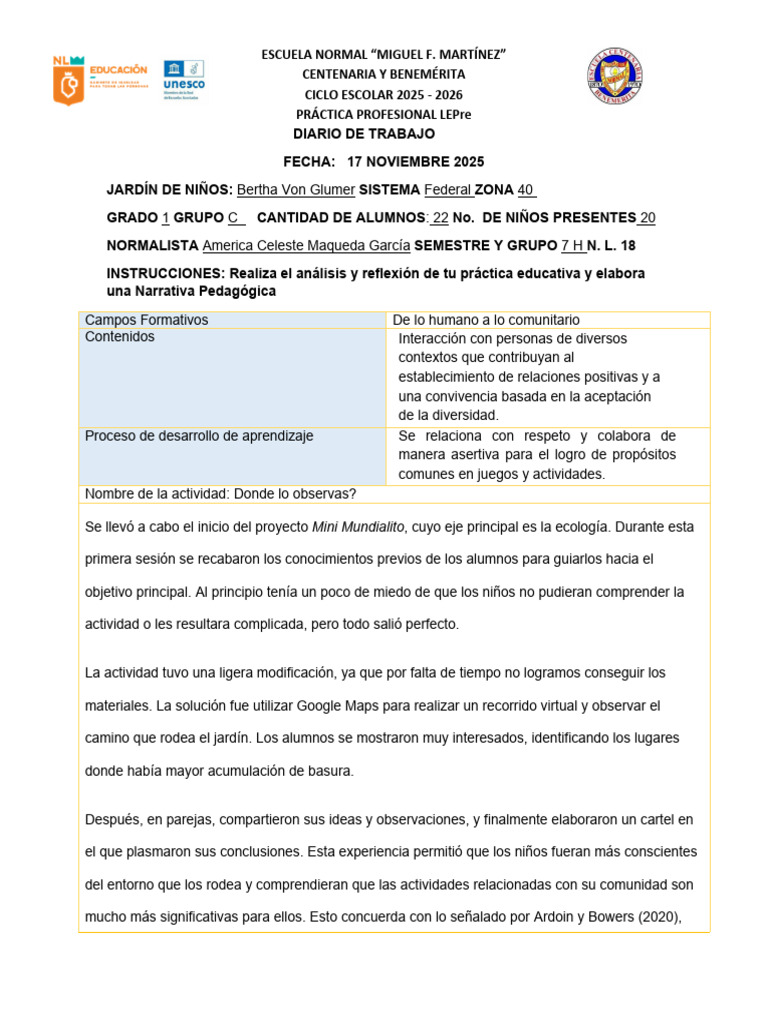 3-. 17- 21 OCTUBRE.pdf | PDF | Educación de la primera infancia | Cognición