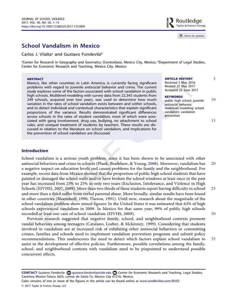 Factors Influencing School Vandalism in Mexico | PDF | Multilevel Model ...