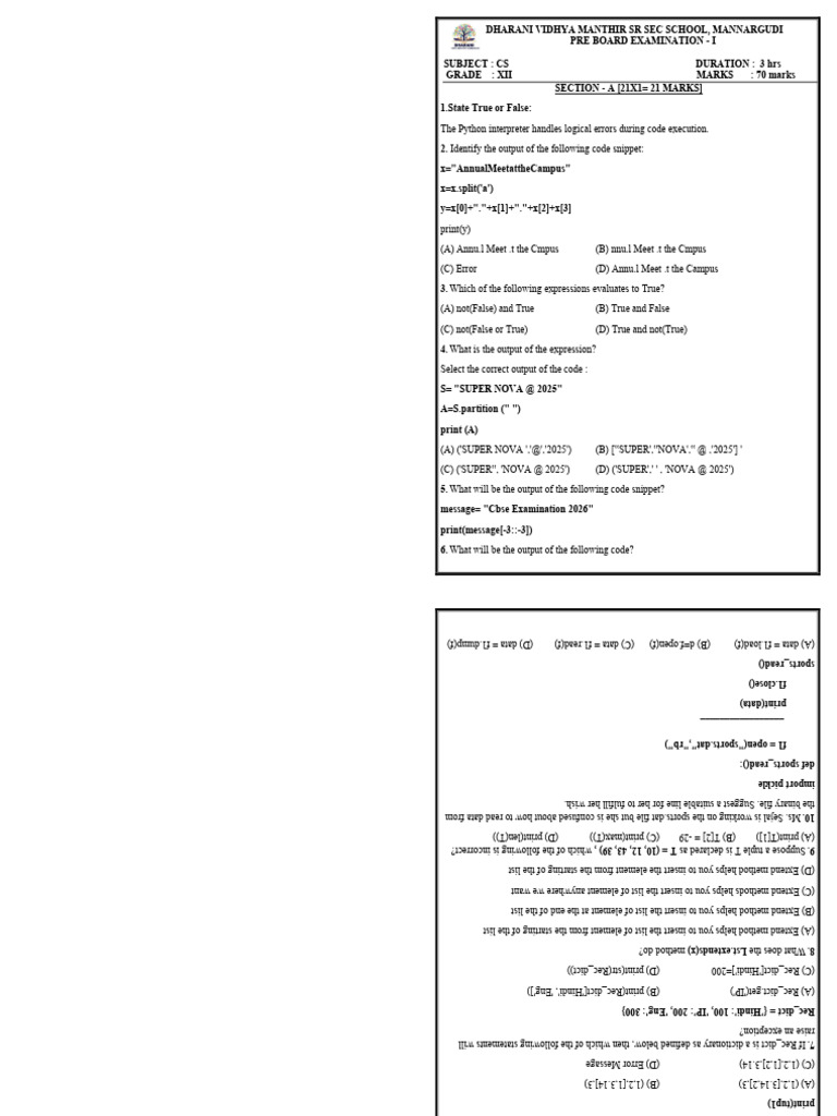 12 Cs Pre Board Batch1 Fn - Booklet | PDF | String (Computer Science ...