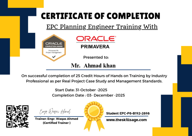EPC Planning Engineer Training Certificate | PDF
