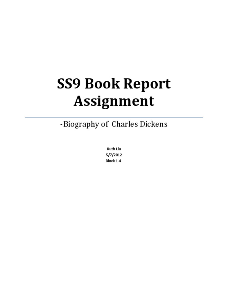 SS9 Book Report Assignment | PDF | Charles Dickens