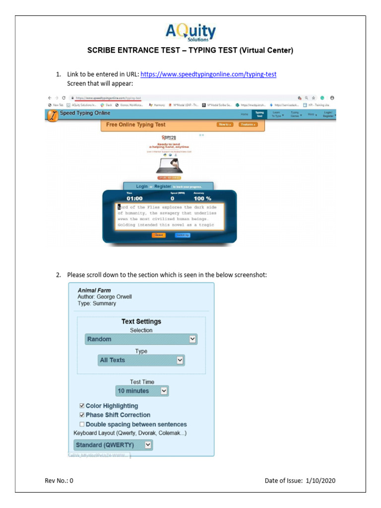 Scribe Entrance Typing Test Guide | PDF