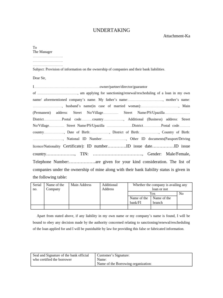Undertaking Form 6 | PDF