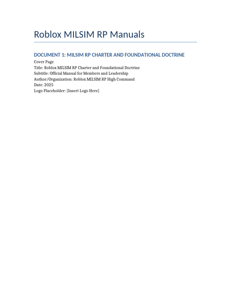Roblox MILSIM RP Manuals | PDF