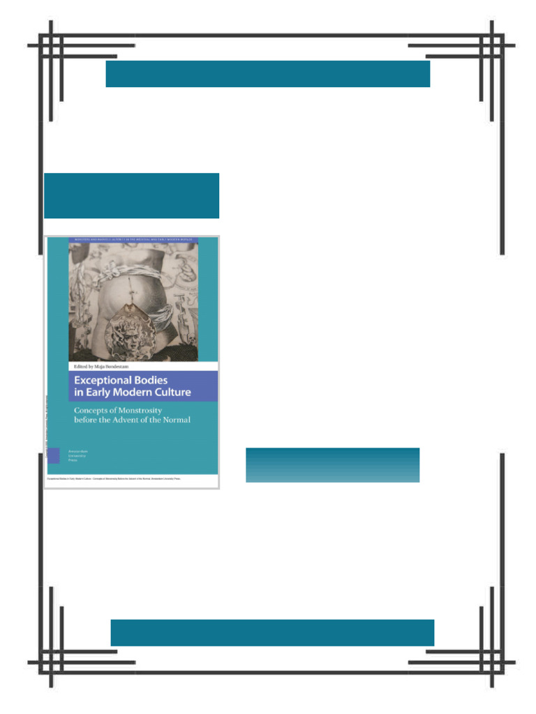 Exceptional Bodies in Early Modern Culture Concepts of Monstrosity ...