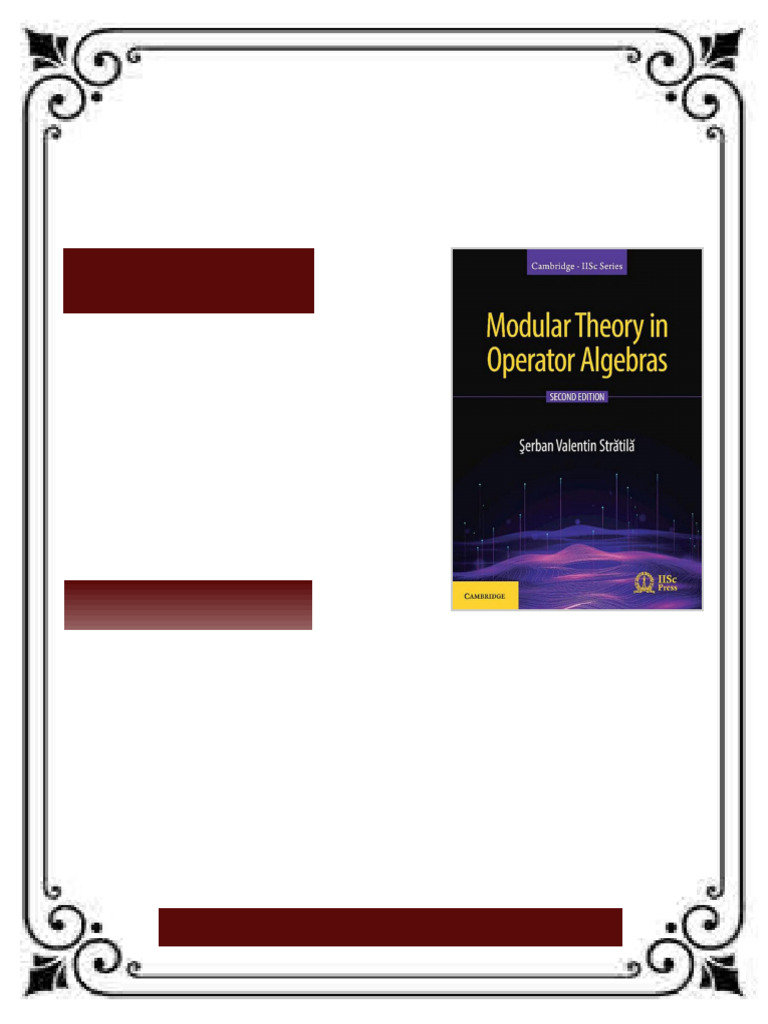 Modular Theory in Operator Algebras Second Edition Șerban Valentin ...
