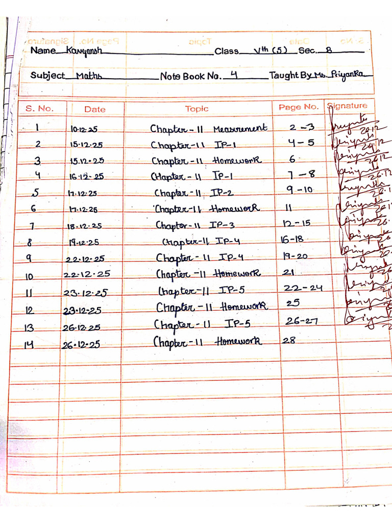 5th Ch-11 Measurement Notebook Work | PDF