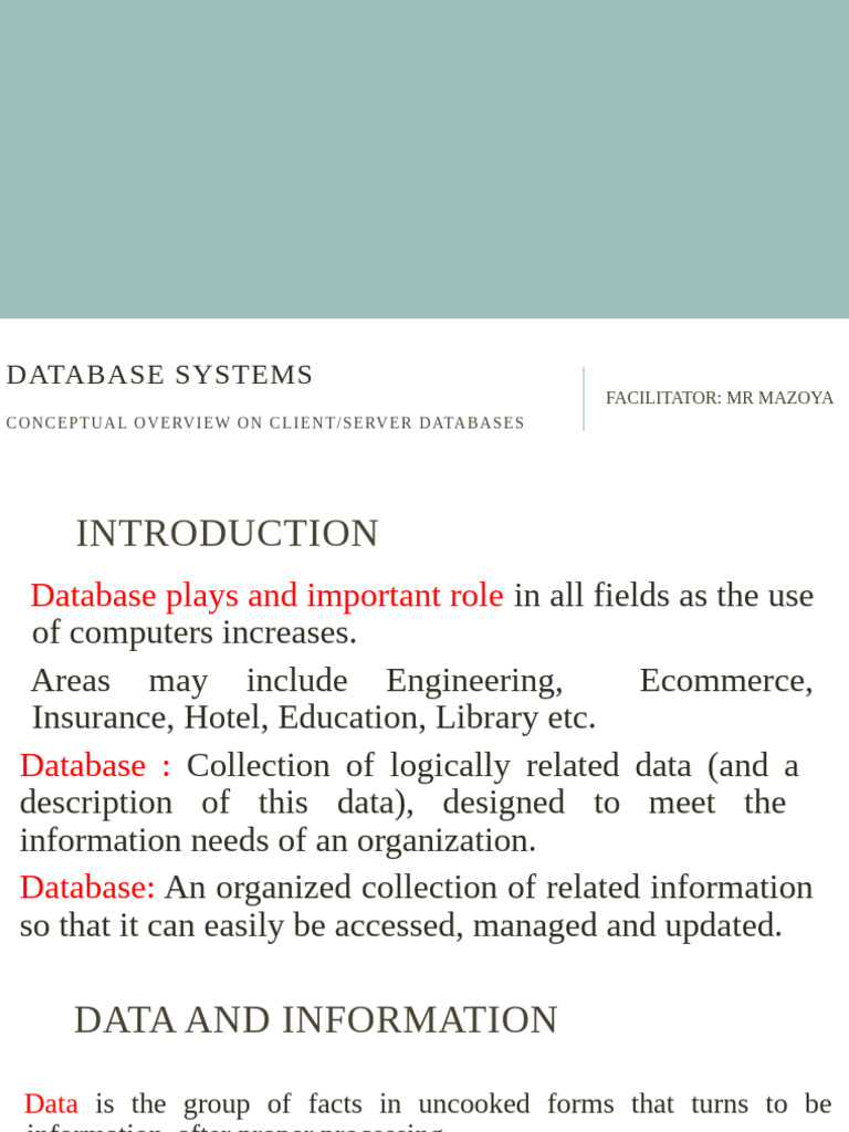 Lecture 1 Database SYSTEMS | PDF | Databases | Abstraction (Computer ...