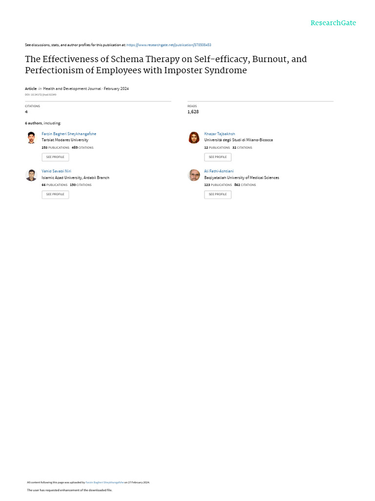 Schema Therapy for Imposter Syndrome | PDF | Psychology