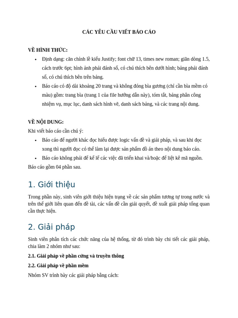 Các Yêu Cầu Viết Báo Cáo | PDF