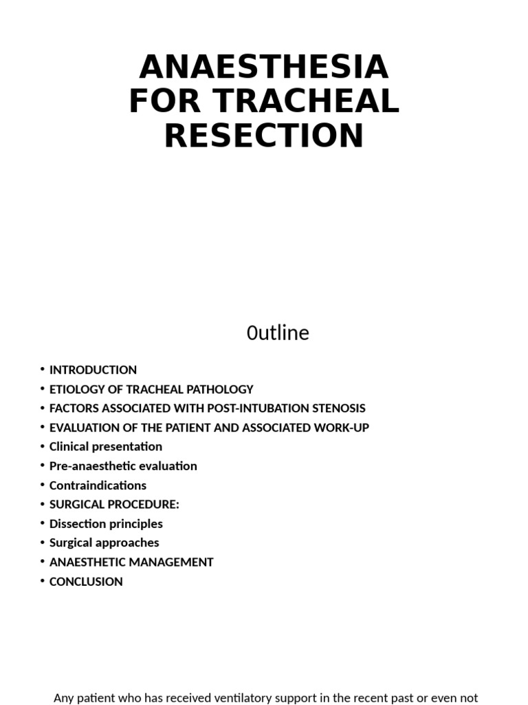 Anaesthesia Techniques for Tracheal Resection | PDF | Clinical Medicine ...