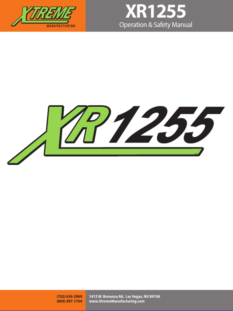 Xtreme Xr1255 Operation Safety Manual | PDF | Safety | Steering