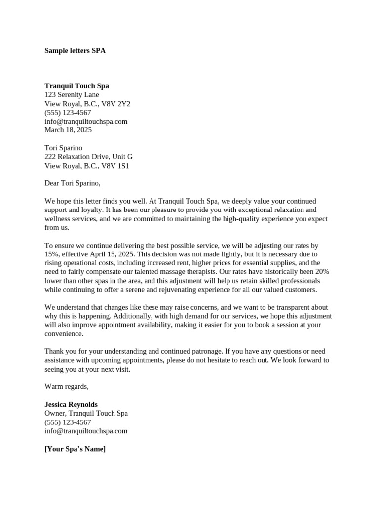 Sample Letters SPA Assignement 2 for Revision | PDF | Pricing | Prices