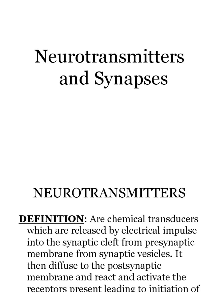 Neurotransmitters and Synapse Overview | PDF | Chemical Synapse ...