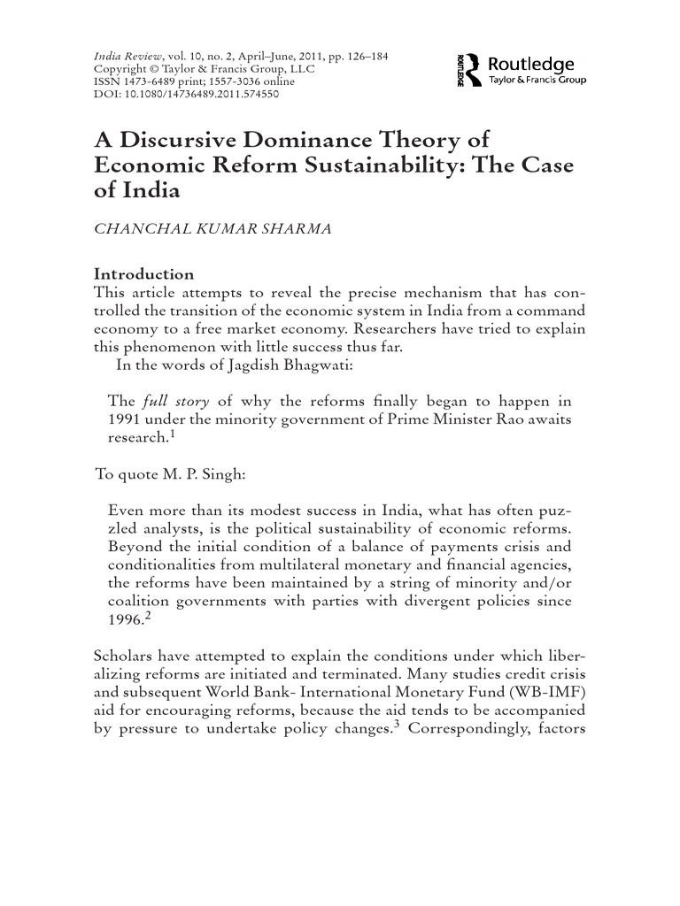 Discursive Dominance Theory of Economic Reform Sustainability | PDF ...