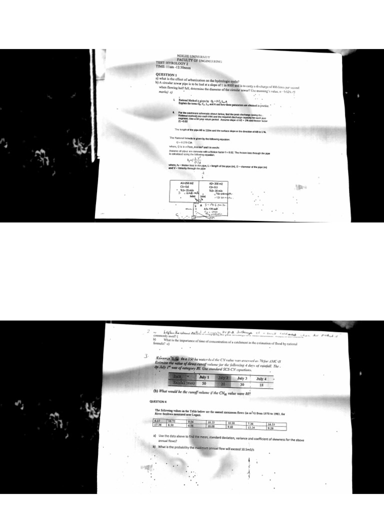 Hydrology Test 1 | PDF