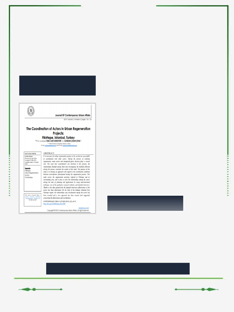 The Coordination of Actors in Urban Regeneration Projects Fikirtepe ...
