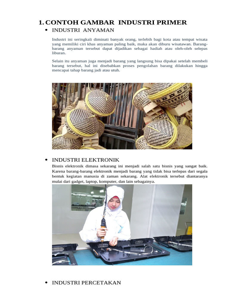 Contoh Industri Primer, Sekunder, Tersier | PDF