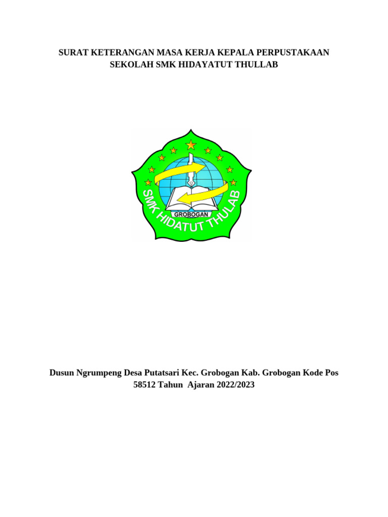 Surat Keterangan Masa Kerja Perpustakaan | PDF