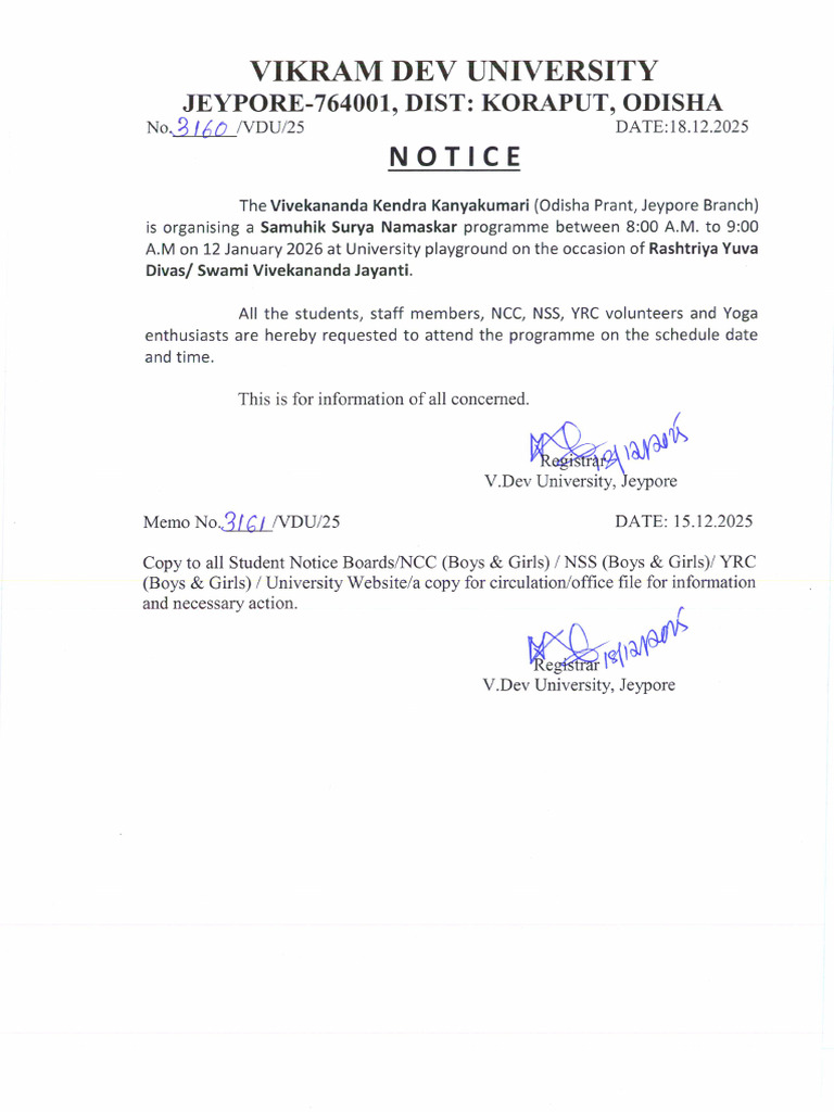 Surya Namaskar at Vikram Dev University Playground - Document | PDF